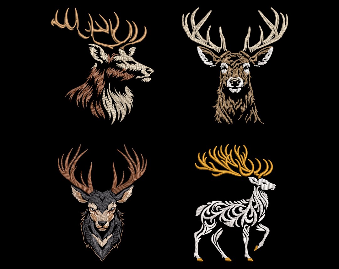 Stunning Deer Embroidery Designs Collection - Realistic & Golden ...