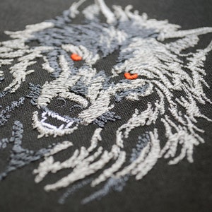 Mystic Wolf Head Embroidery Design - Dark Fabric Totemic Beast, Fairy ...