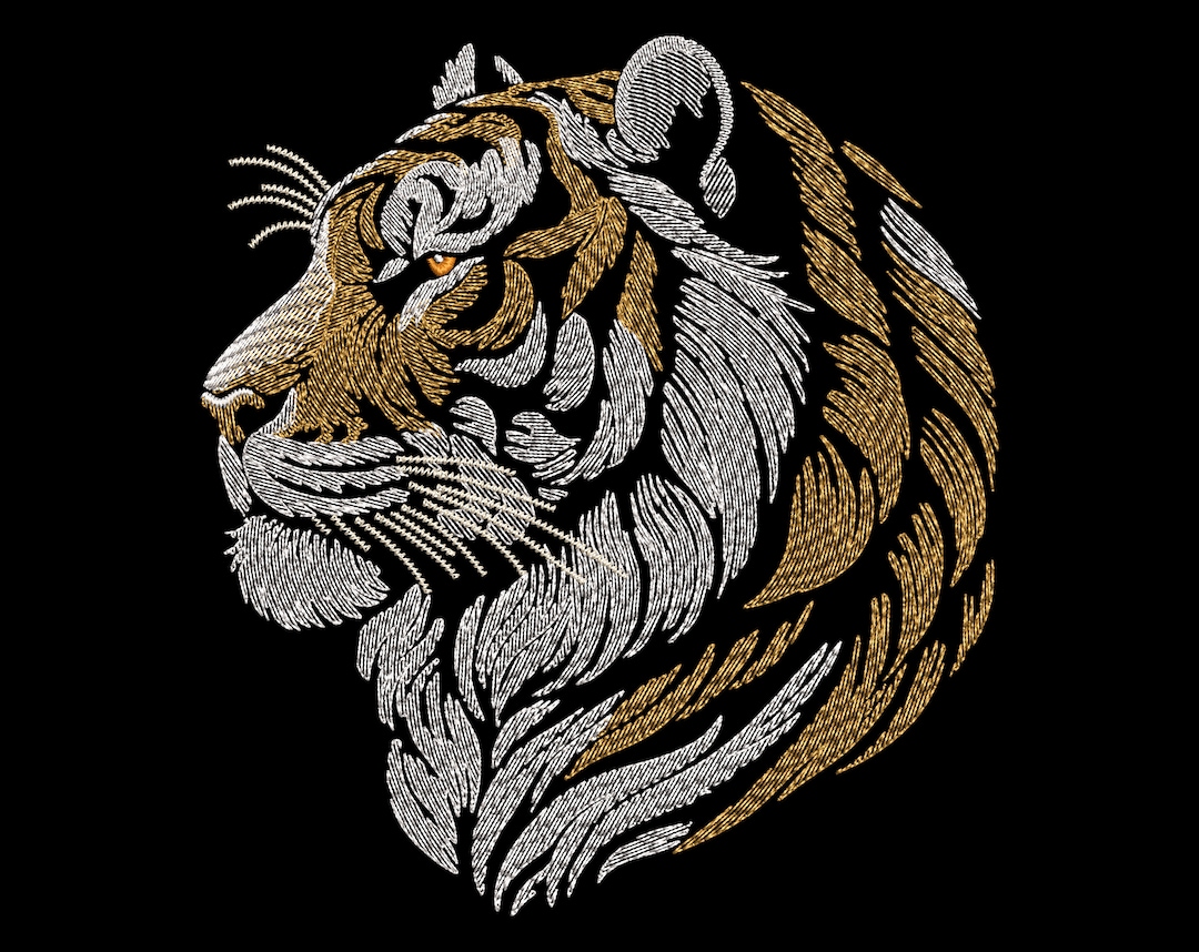 Quick Stitch Noble Tiger Embroidery Design - Realistic Sketch Animal ...