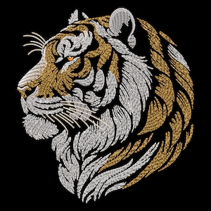 Quick Stitch Noble Tiger Embroidery Design - Realistic Sketch Animal ...