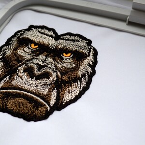 Gorilla Face Embroidery Design - Quick Stitch Wild Animal on Filled ...