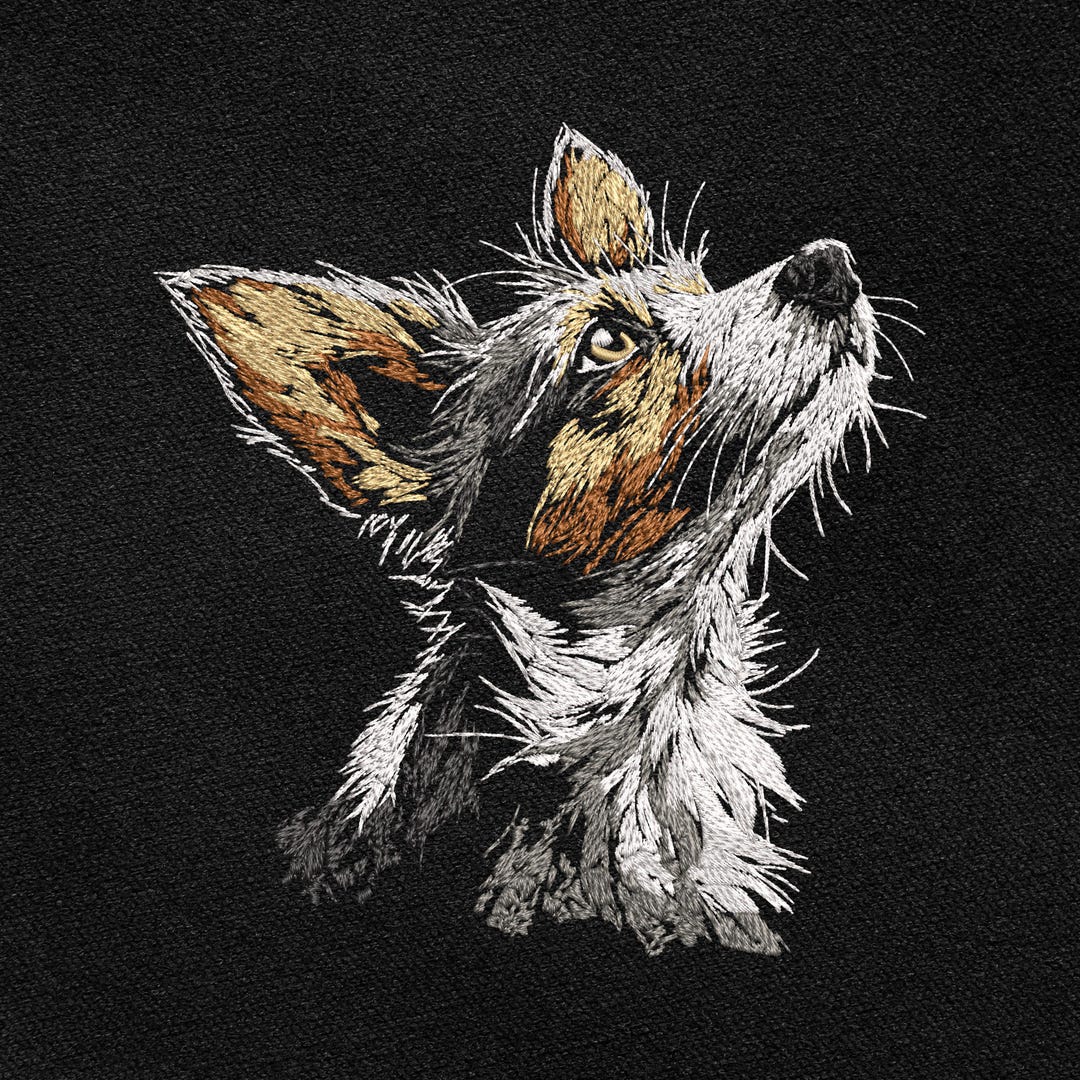 Jack Russell Terrier Machine Embroidery Design, Scruffy Dog Portrait ...