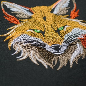 Light Stitch Fox Head Embroidery Design, Sketch Animal Pattern for Dark ...