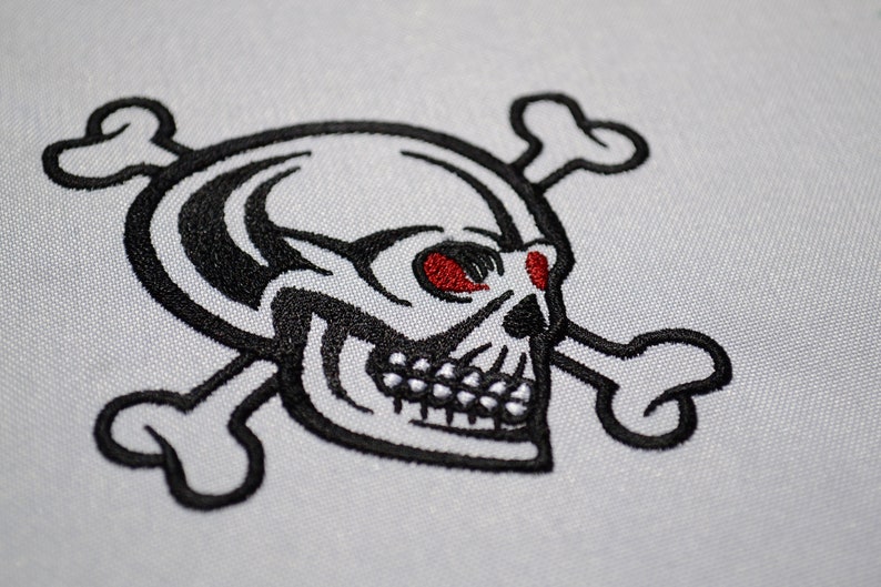 Skull Crossbones Embroidery Design, Halloween Skeleton Cross Bones, Red ...