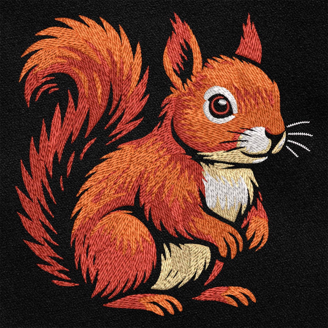 Playful Squirrel Embroidery Design, Realistic Woodland Animal Digital ...