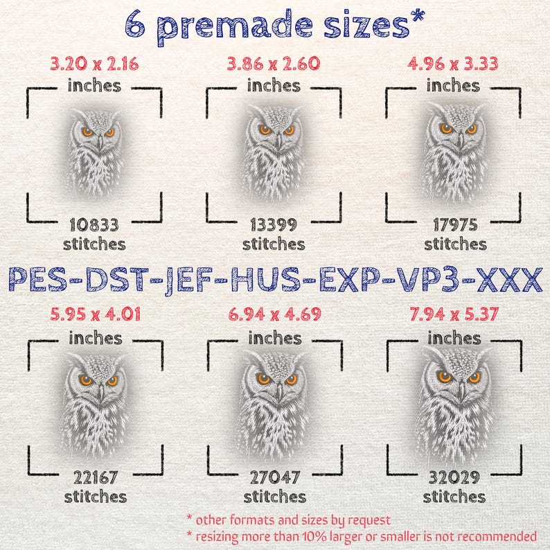 White Owl Embroidery Design, Digital File for Machine Embroidery on ...