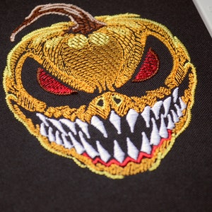 Angry Pumpkin Face Embroidery Design - Light Stitch Demonic Halloween ...