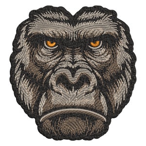Gorilla Face Embroidery Design - Quick Stitch Wild Animal on Filled ...