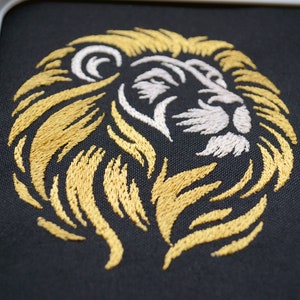 Noble Lion Face Embroidery Design - Golden Mane Pattern - Jungle King ...