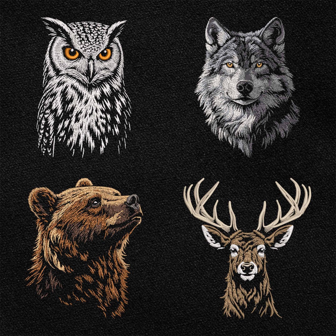 Realistic Forest Animal Machine Embroidery Designs Bundle, Wolf, Bear ...