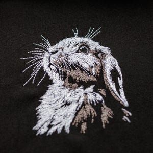 Adorable Lop Rabbit Embroidery Design, Realistic White Bunny Digital ...