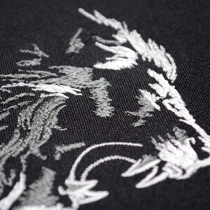 Fierce Lion Embroidery Design - Minimalistic Pattern for Dark Fabric ...
