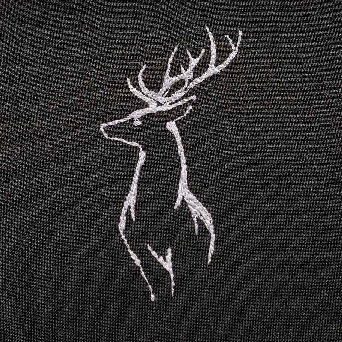 Buck Deer Silhouette Embroidery Design, Elegant Stag Line Art for Dark ...