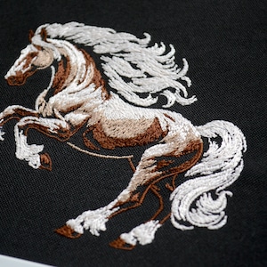 Noble Horse Embroidery Design - Wild Stallion With White Mane for Dark ...