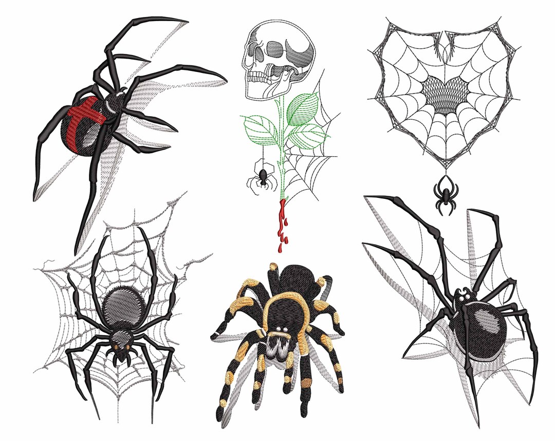 Gothic Spiders Embroidery Designs BUNDLE - Tarantula, Black Widow ...