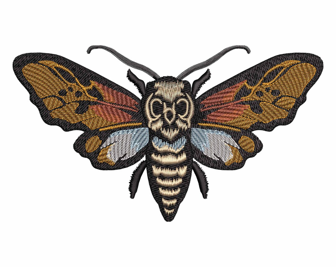 Realistic Death Head Moth Embroidery Design, Unique Hawk Moth Skull Art ...