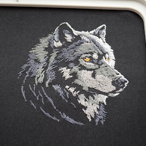 Realistic Wolf Head Embroidery Design, Majestic Night Forest Animal ...