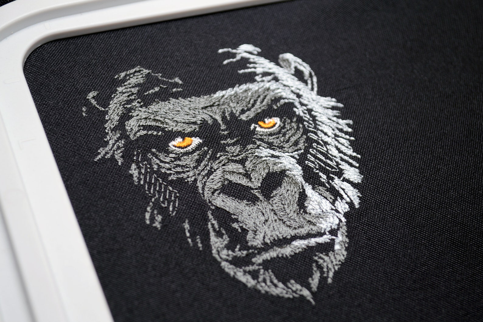 Monkey Face Embroidery Design - Realistic Wild Animal for Dark Fabric ...