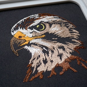 Realistic Hawk Head Embroidery Design – Fill Stitch Noble Bird for Dark ...