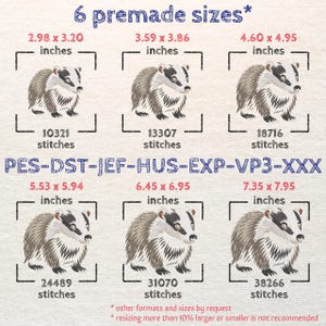 Cute Badger Embroidery Design, Realistic Woodland Animal for Dark ...