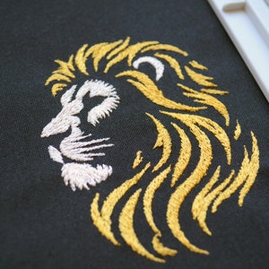 Noble Lion Head Embroidery Design - Golden Mane Pattern - Majestic King ...