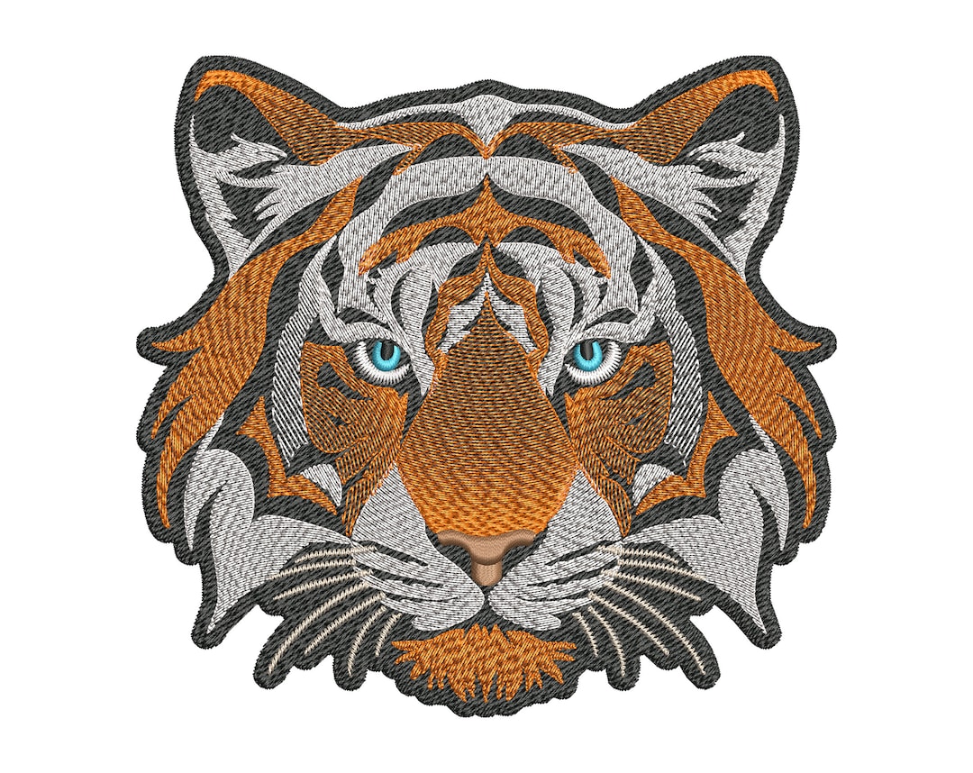 Bengal Tiger Head Embroidery Design - Sketch Stitch Wild Animal Face on ...