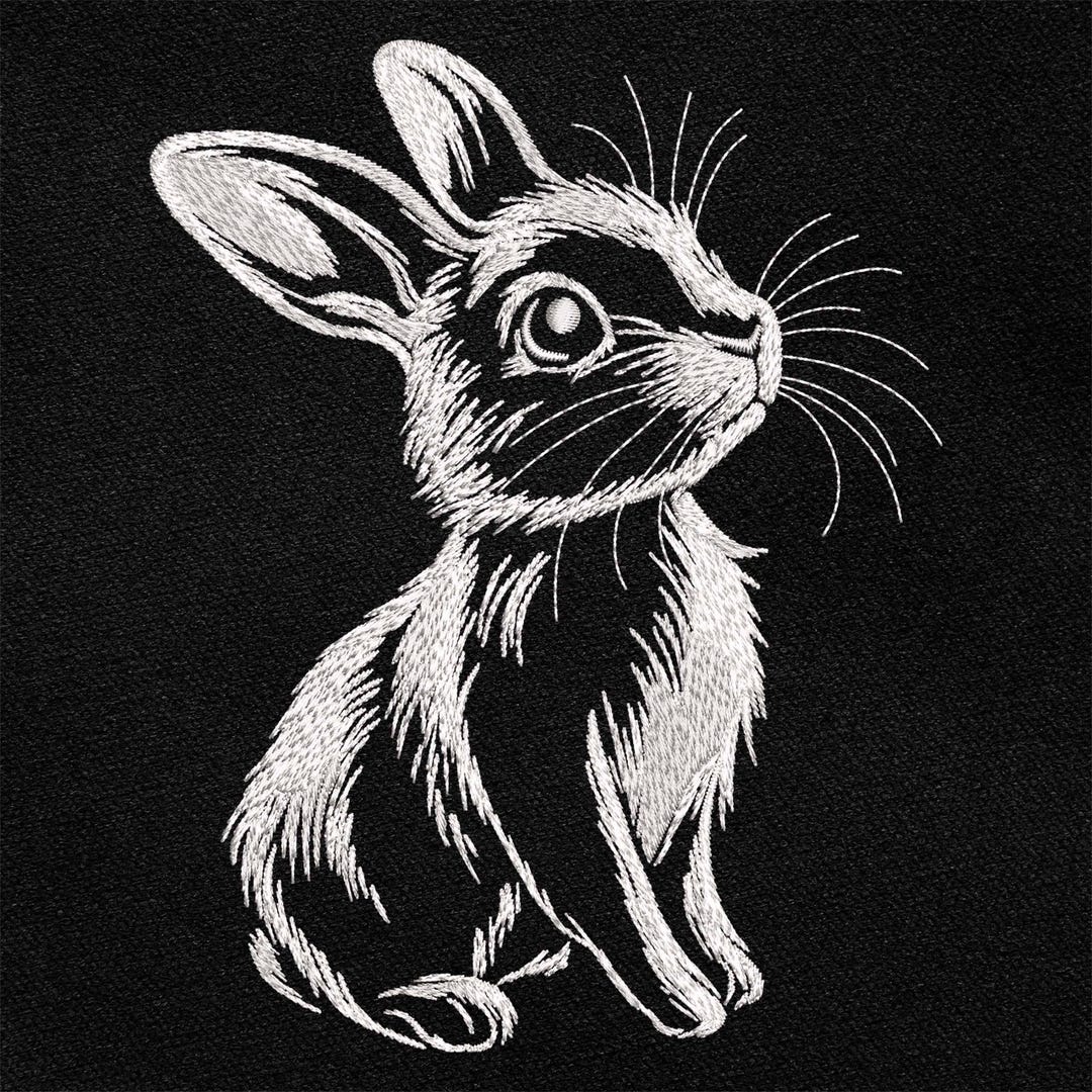 Cute Bunny Embroidery Design, Realistic White Rabbit Digital Pattern ...