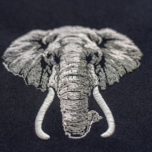 Realistic Elephant Head Embroidery Design, African Safari Animal for ...