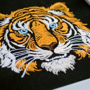Elegant Tiger Head Embroidery Design - Wild Animal Majesty for Dark ...