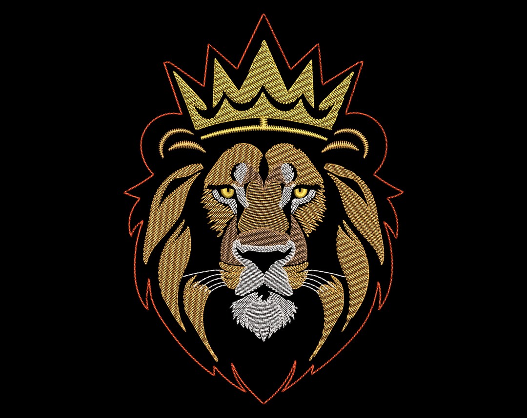Quick Stitch Crowned Lion Design - Royal Sketch Embroidery for Dark ...