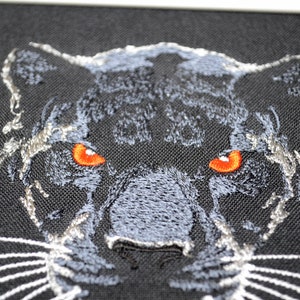 Sleek Black Panther Embroidery Design - Realistic Wild Feline for Dark ...