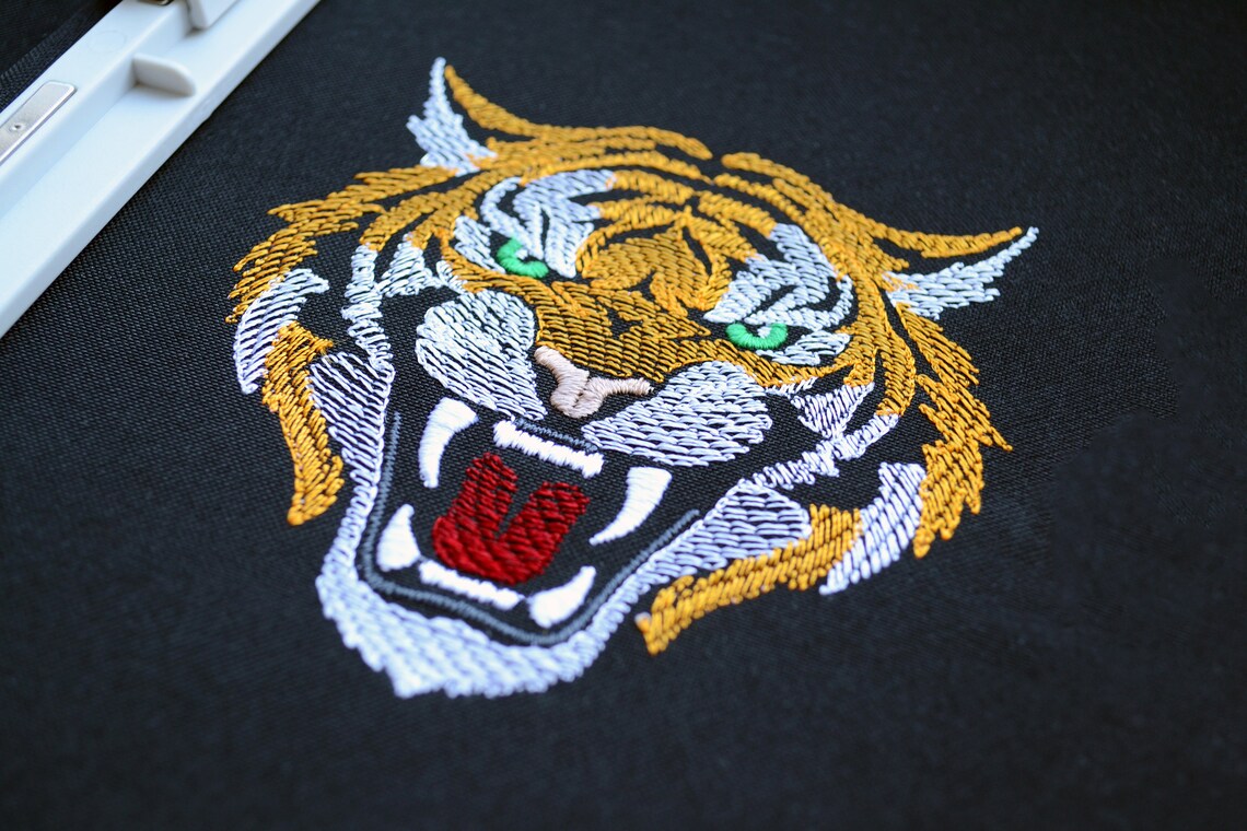 Quick Stitch Fierce Tiger Embroidery Design - Sketch Angry Wild Animal ...