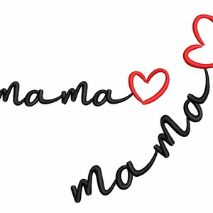 Mama Embroidery Design Mom Collar Cuff Embroidery Mother Red Love Heart ...