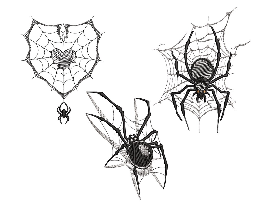 Realistic Gothic Spider Embroidery Designs Set - Lifelike Arachnid and ...