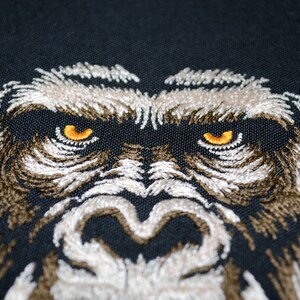 Gorilla Face Embroidery Design - Realistic Wild Animal for Dark Fabric ...