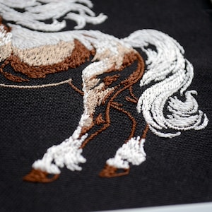 Noble Horse Embroidery Design - Wild Stallion With White Mane for Dark ...