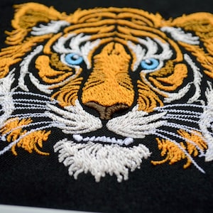 Elegant Tiger Head Embroidery Design - Wild Animal Majesty for Dark ...