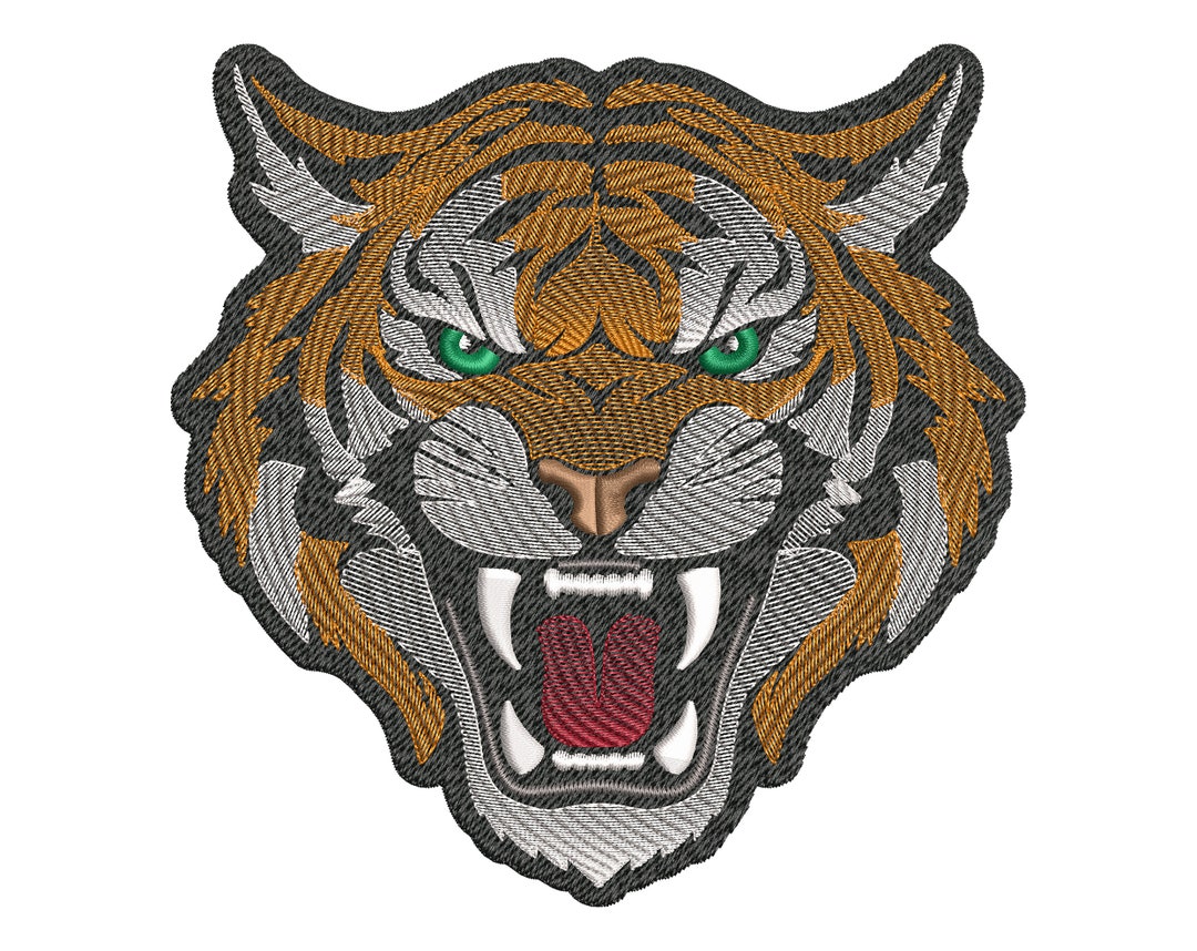 Fierce Tiger Embroidery Design - Quick Stitch Angry Wild Animal Face on ...