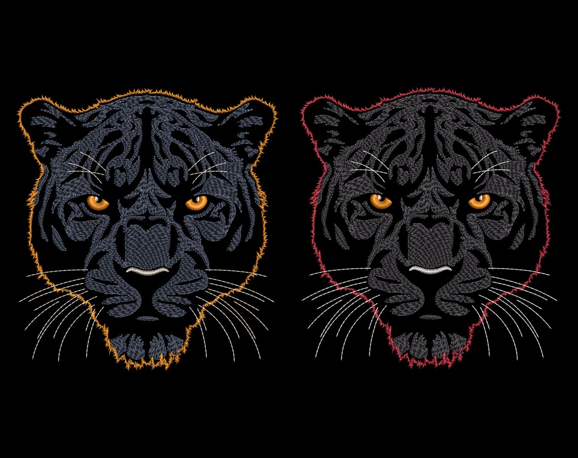 Sketch Wild Panther Embroidery Design - Quick Stitch, Dark Fabric-ready ...