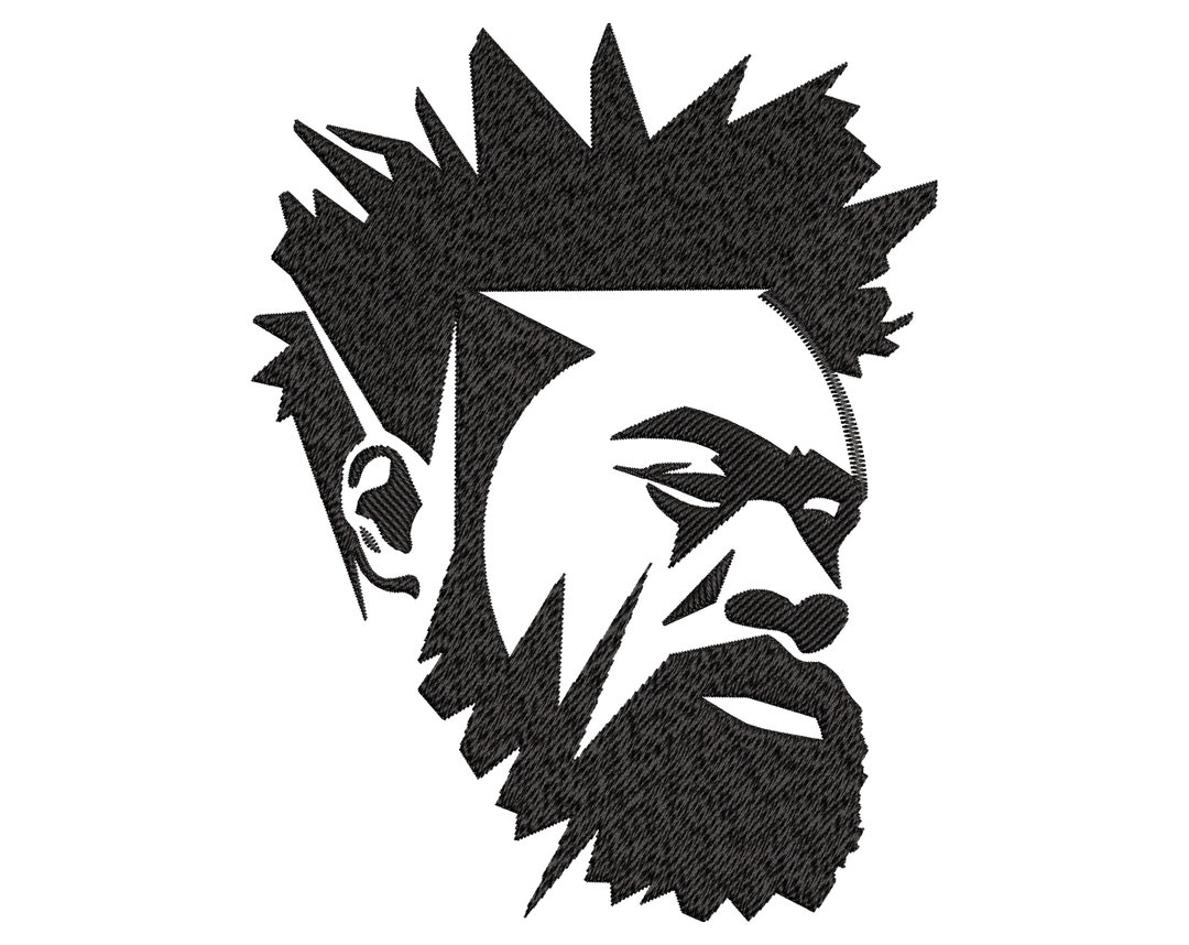 Abstract Bearded Black Man Embroidery Design - Afro Beauty Portrait ...