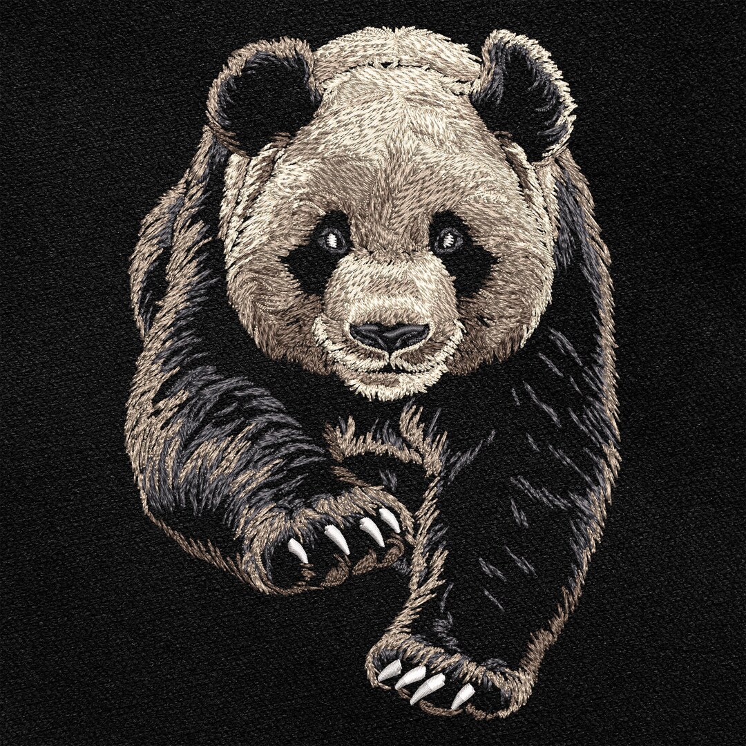 Running Panda Embroidery Design - Realistic Bamboo Forest Bear for Dark ...
