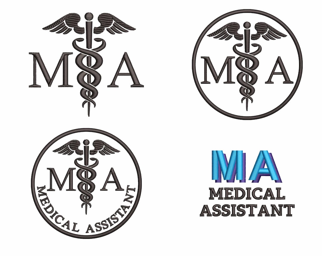 Medical Assistant Embroidery Design - MA Caduceus Emblem, Four Types ...
