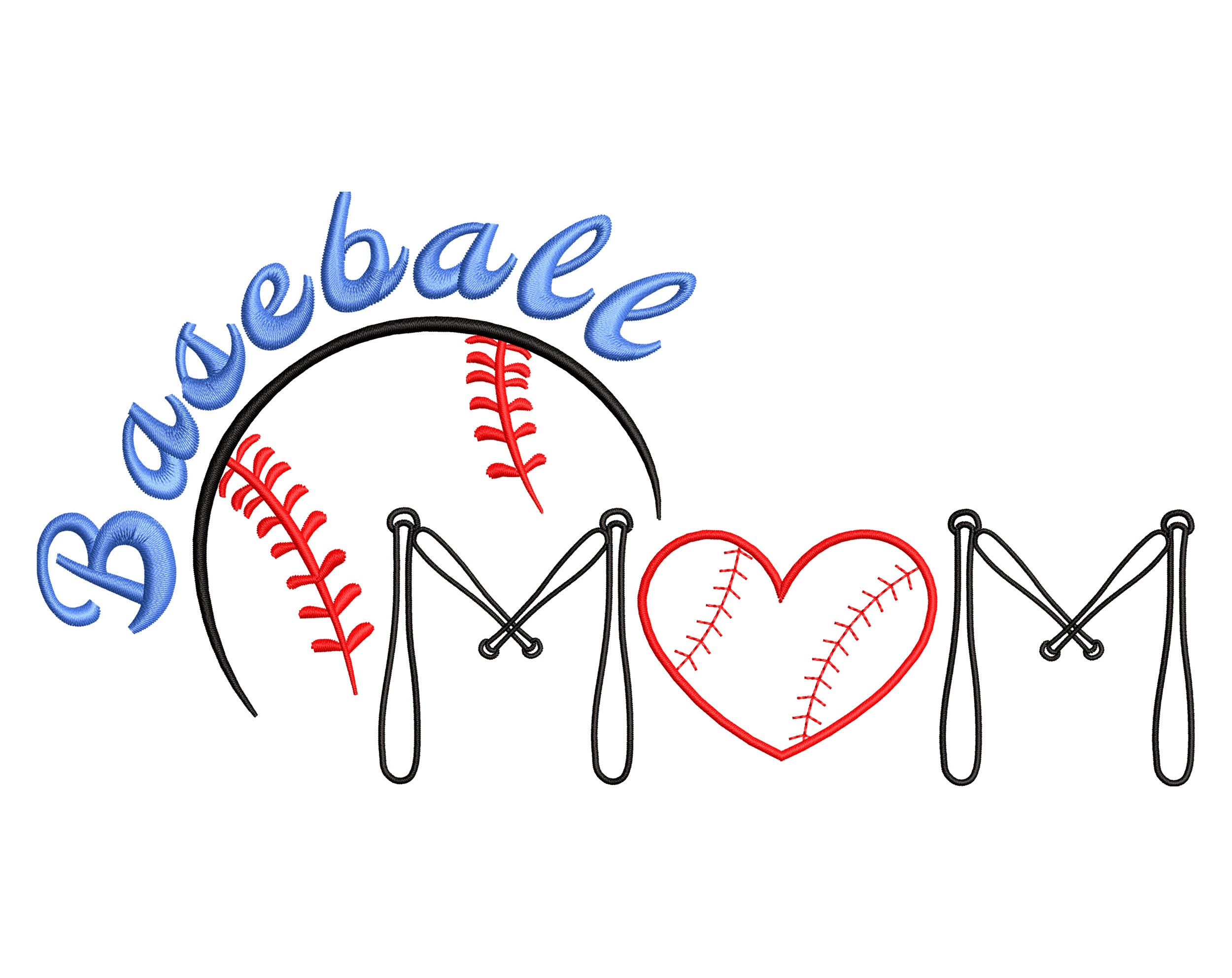 Baseball Mom Embroidery Design, Sports Ball Heart Love Embroidery ...