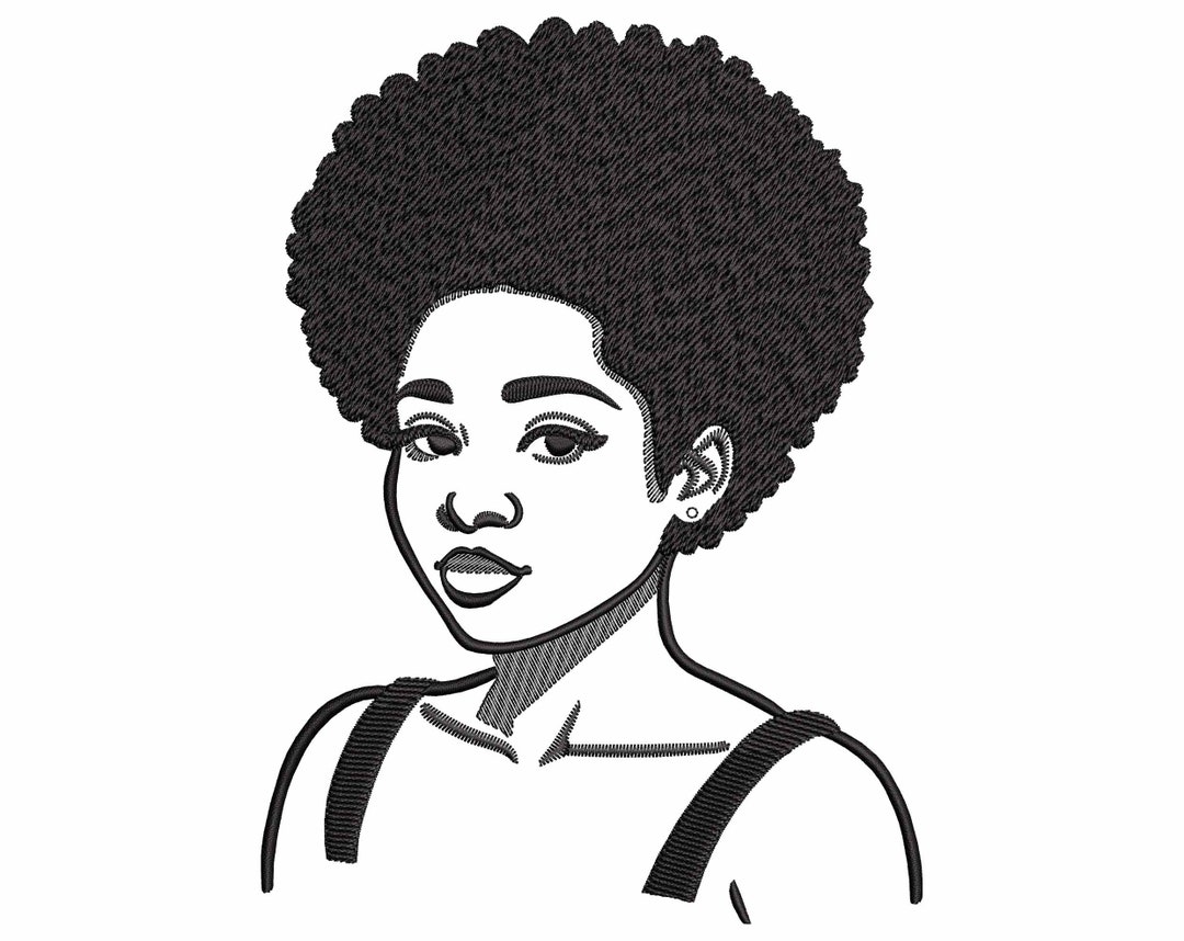 Pretty Black Girl Embroidery Design, Afro Puff Beauty Queen Machine ...