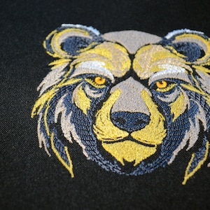 Majestic Bear Face Embroidery Design - Fill Stitch Forest Animal Head ...