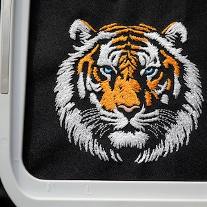 Realistic Tiger Head Embroidery Design - Lifelike Animal Face Pattern for Dark Fabrics, Perfect ...
