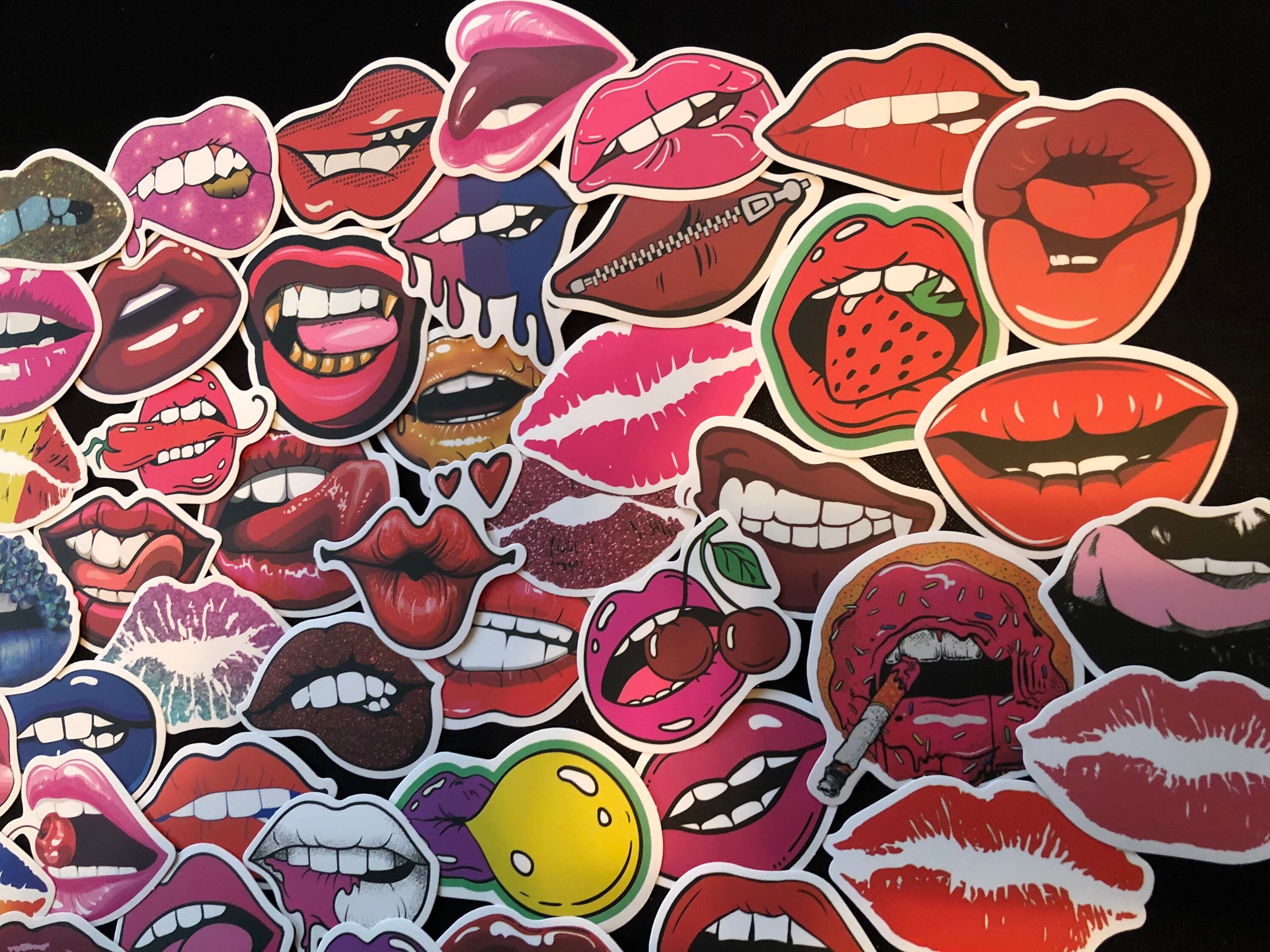 Lips Stickers Custom Waterproof Decals Random Sticker Pack Lot | Etsy