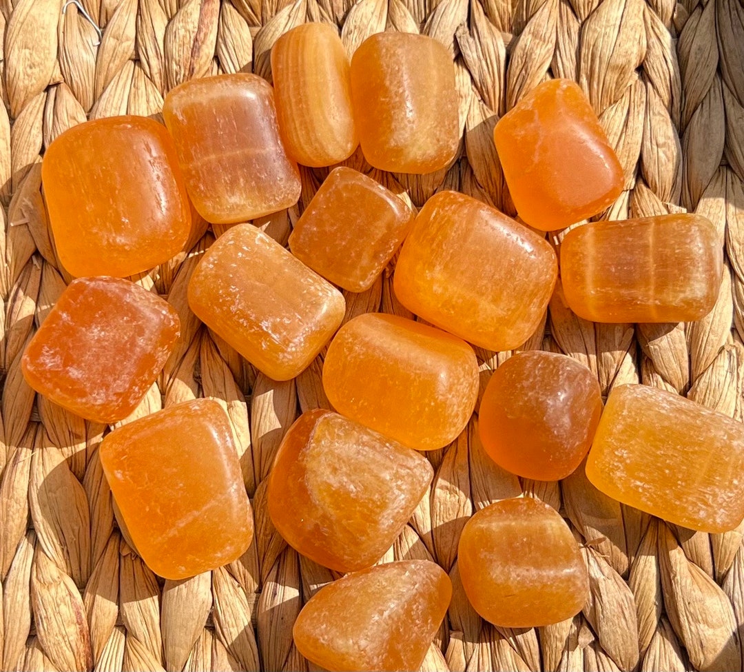 Orange Banded Mexican Calicite Tumble Rocks, Orange Calcite Pocket ...
