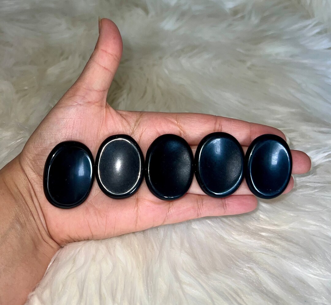 Black Obsidian Worry Stones, Black Obsidian Pocket Stone, Handcrafted ...