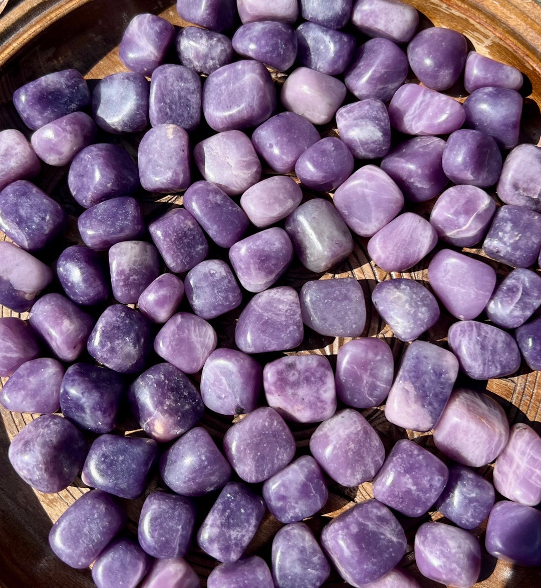 Lepidolite Tumble Rocks, Lepidolite Quartz Pocket Stone, Crystal Tumble ...